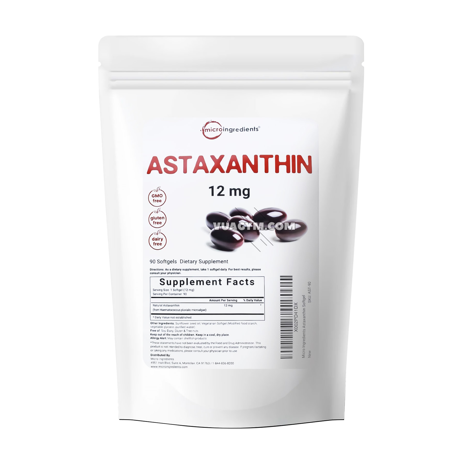 Micro Ingredients Astaxanthin 12mg 90 Viên - Giá Ưu Tiên