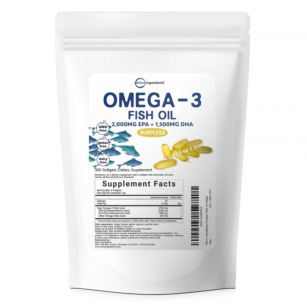 Micro Ingredients Omega-3 Fish Oil 300 Viên - Giá Ưu Tiên